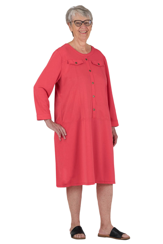 Open Back Adaptive Dress - Demi - Coral